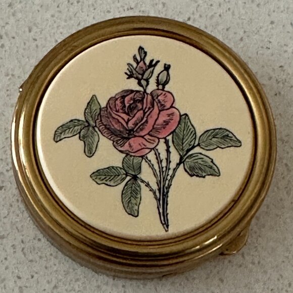 Accessories | Vintage Pill Box With Blush Rose Top | Poshmark